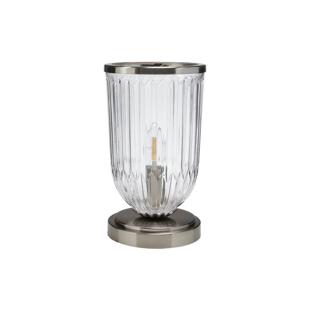 Clear Ribbed Glass Uplighter in Antique Chrome – Woodcock and Cavendish
